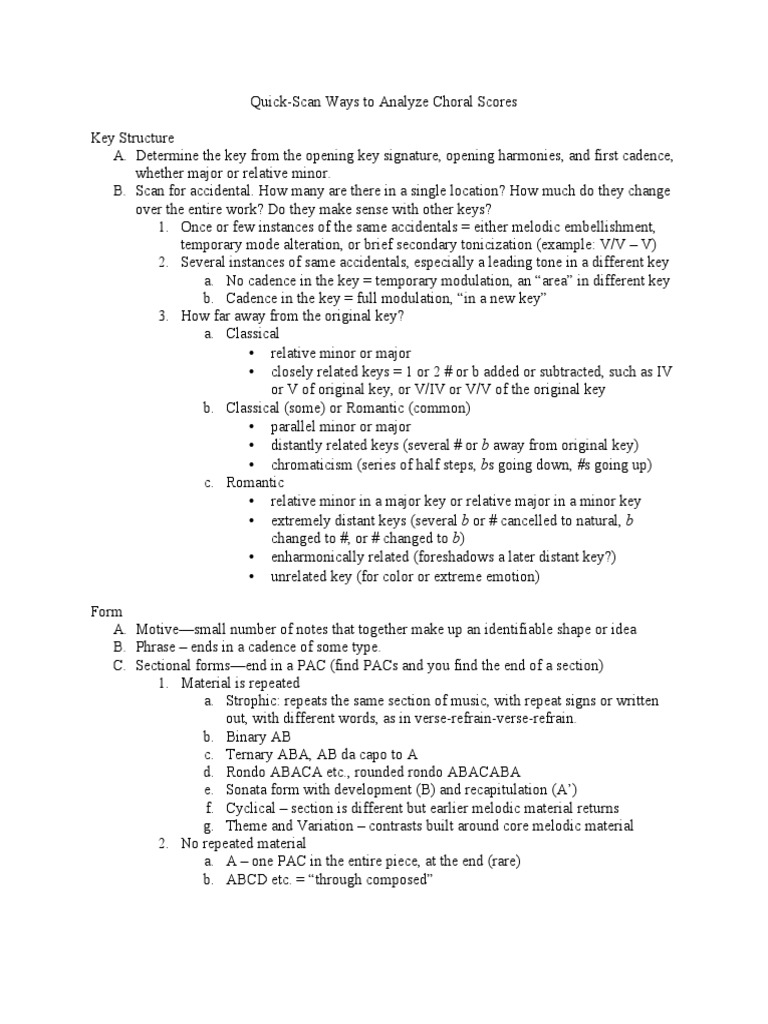 Analyzing Choral Scores: Key Techniques | PDF | Musical Compositions ...