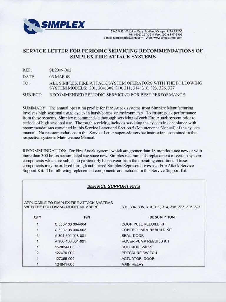 Simplex SL 2009-002 03-05-2009 | PDF