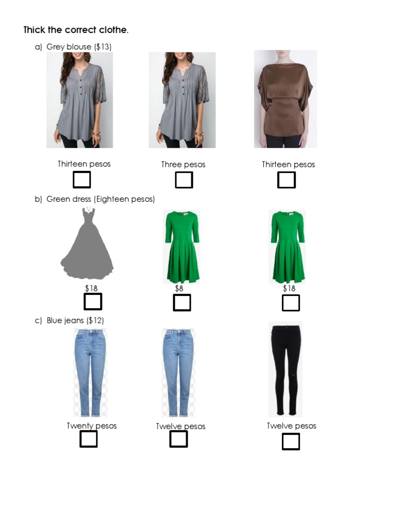 Tick The Correct Clothe | PDF | Military Uniforms | Uniforms