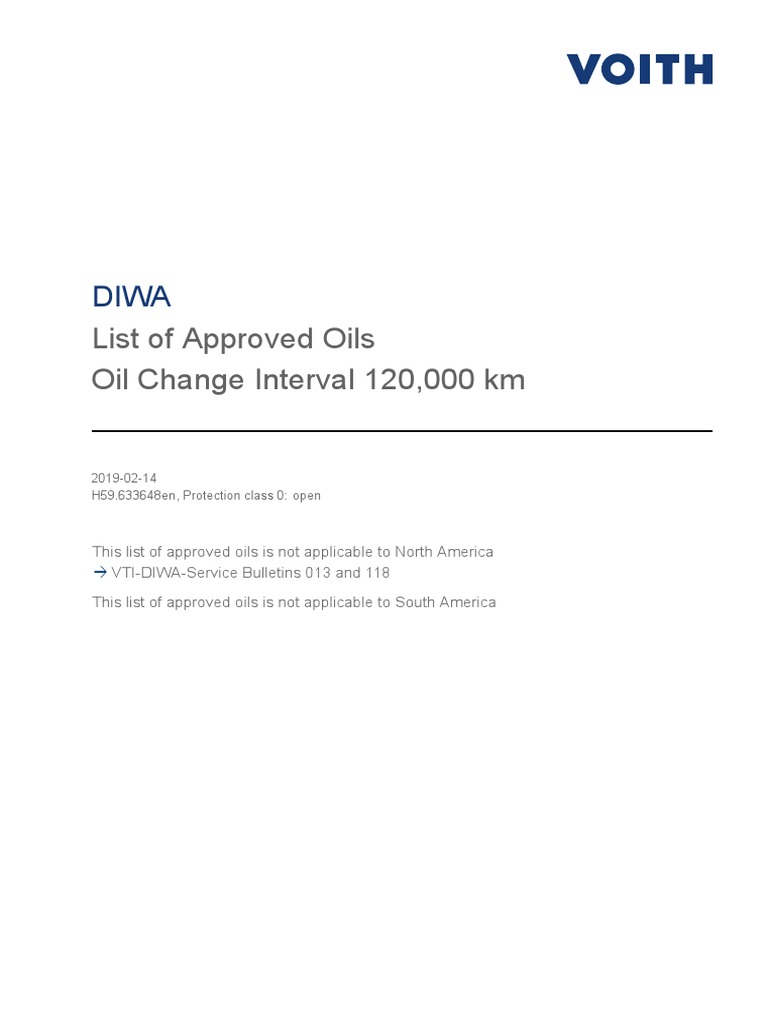 Voith List of Approved Oils 120.000 KM (Feb 2019) | PDF | Motor Oil ...
