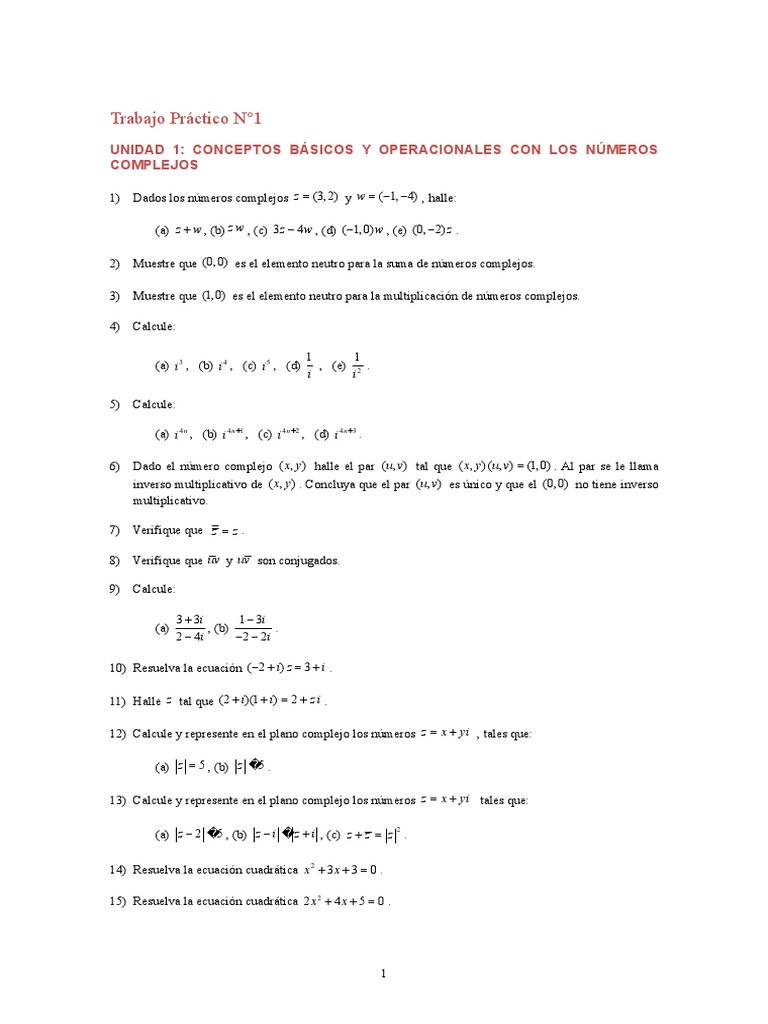 Resolución de ejercicios sobre números complejos | PDF | Número complejo | Álgebra abstracta