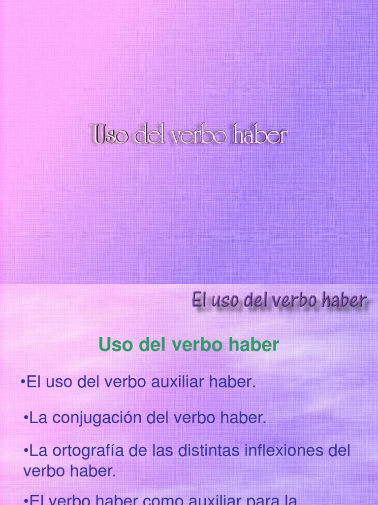 Verbo Haber | Verbo | Conjugación gramatical