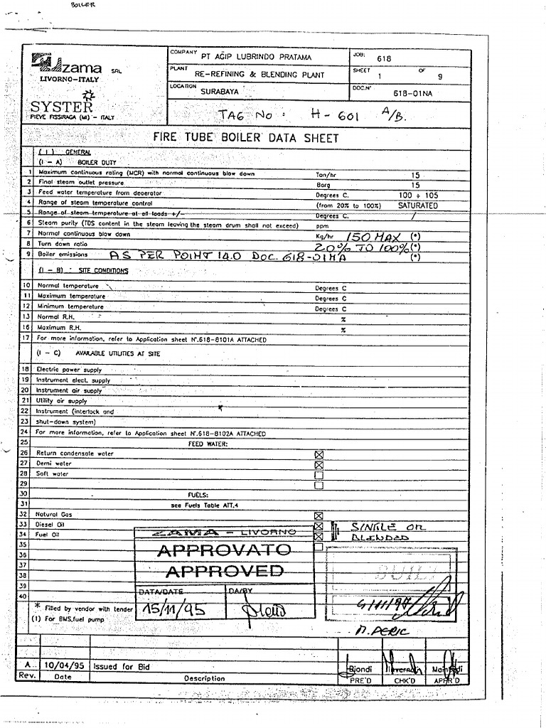 Boiler Data Sheet | PDF