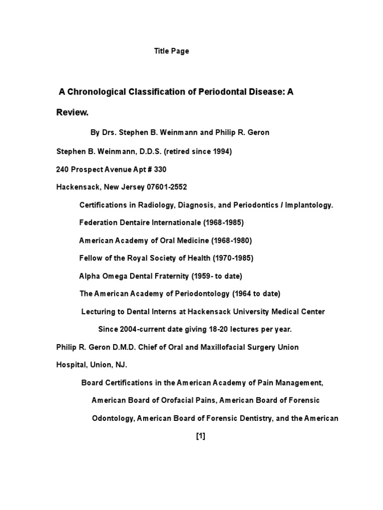 A Chronological Classification of Period | PDF | Oral And Maxillofacial ...