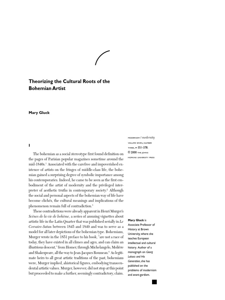 Gluck, Mary, Theorizing The Cultural Roots of The Bohemian Artist PDF ...
