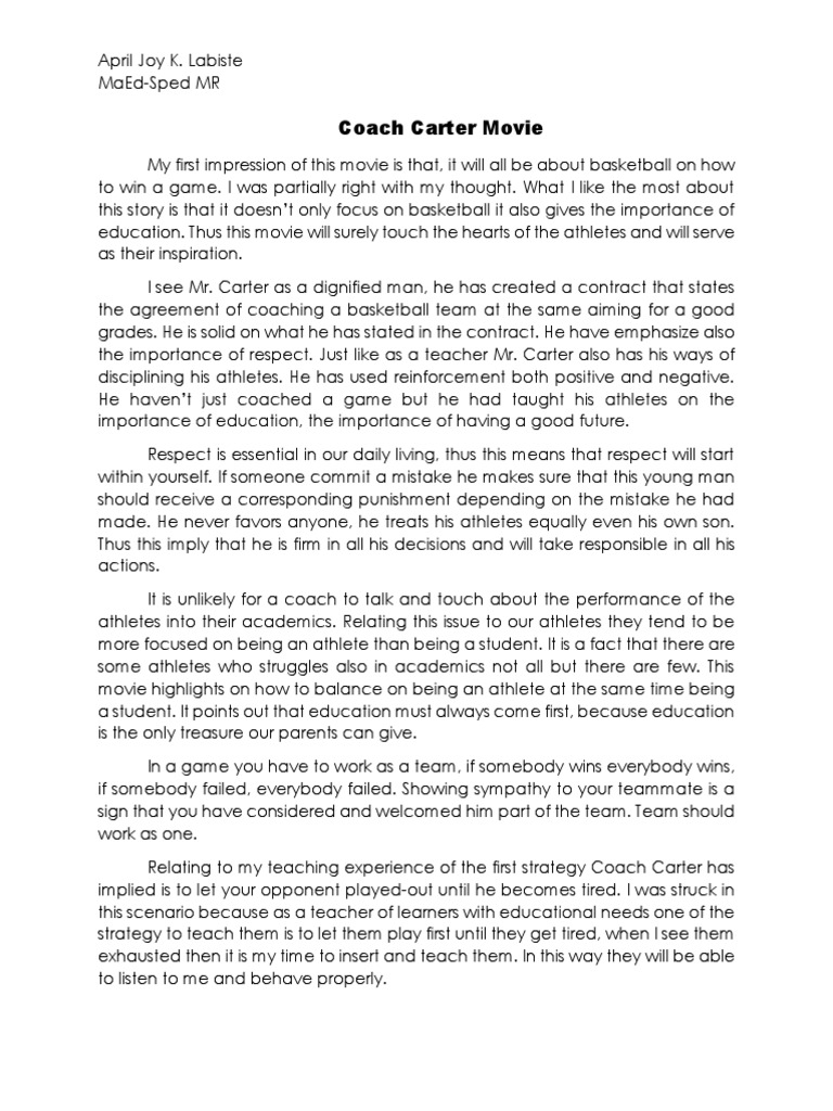 Coach Carter Movie | PDF | Behaviorism | Behavior Modification