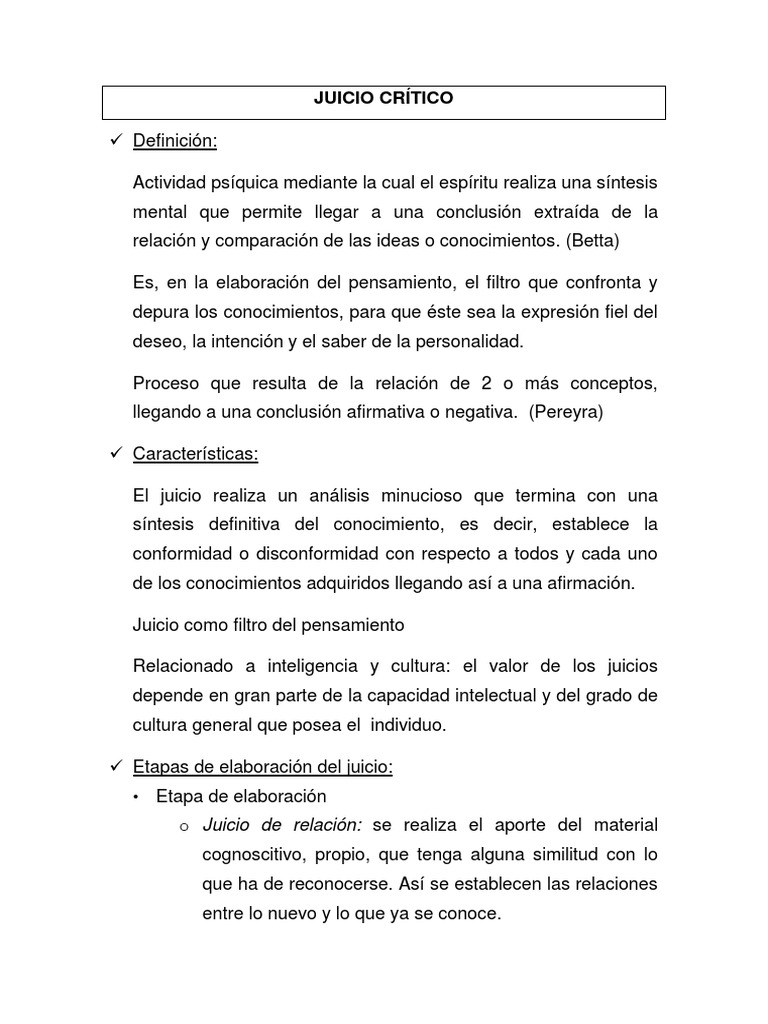 Juicio Crítico | PDF | Psique (psicología) | Epistemología