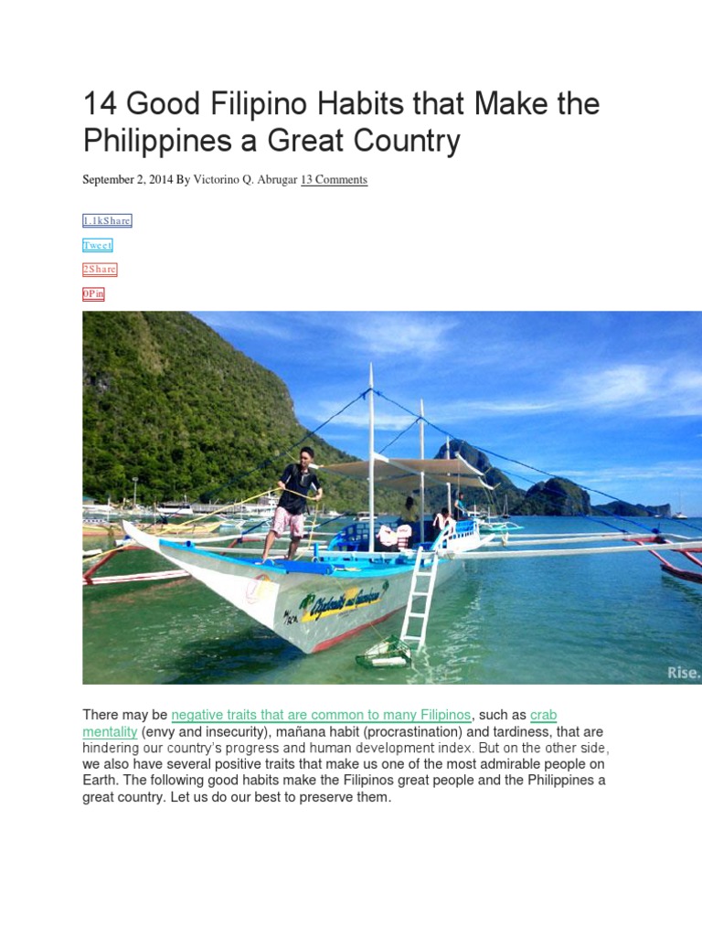 14 Good Filipino Habits That Make The Philippines A Great Country | PDF ...