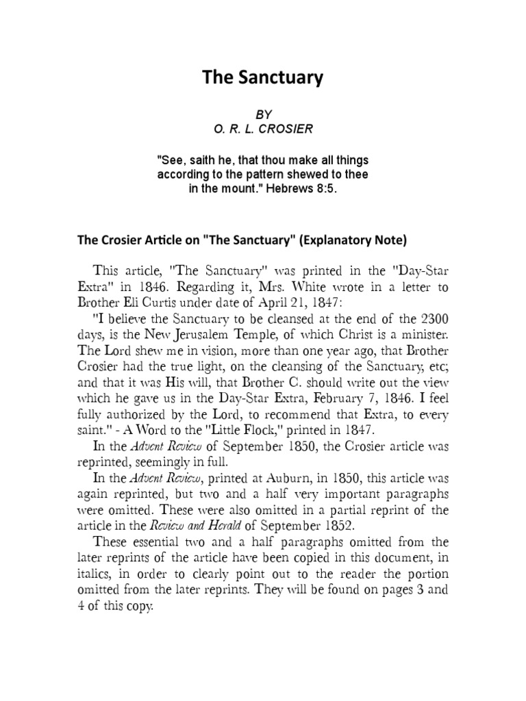 The Sanctuary by O. R. L. CROSIER PDF | Download Free PDF | Tabernacle ...