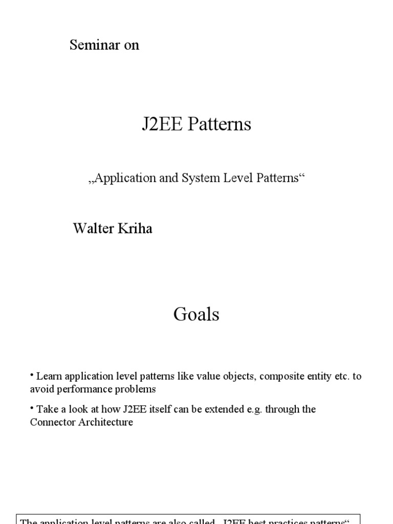 J2EE Patterns: Seminar On | PDF | Object (Computer Science) | Software
