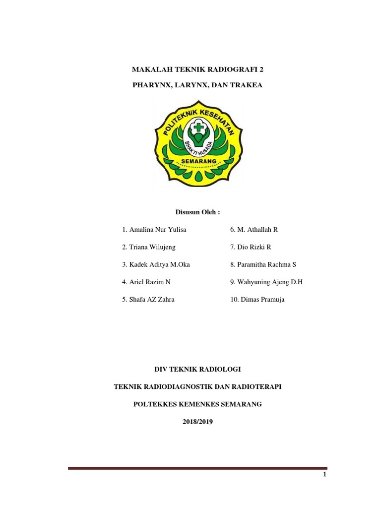 Laring, Faring Trakea Kelompok 1 Kelas 1C | PDF