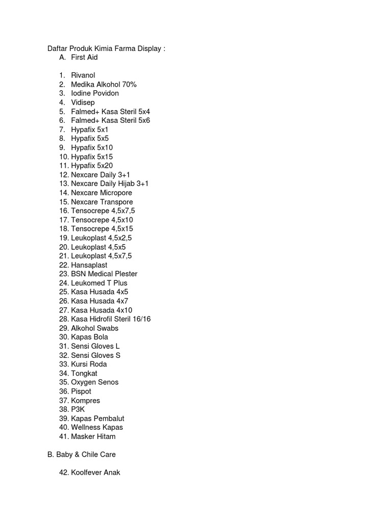 Daftar Produk Kimia Farma Display | PDF