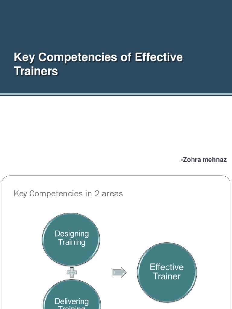 Key Competencies of Effective Trainers: - Zohra Mehnaz | PDF ...