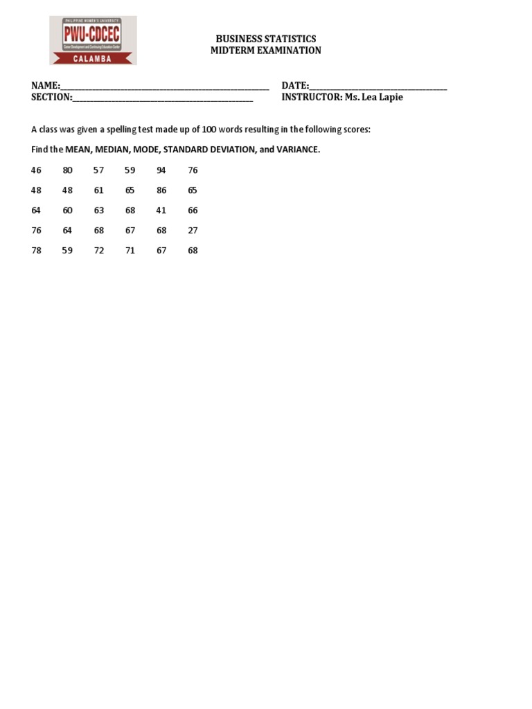 Bus Stat Midterm | PDF