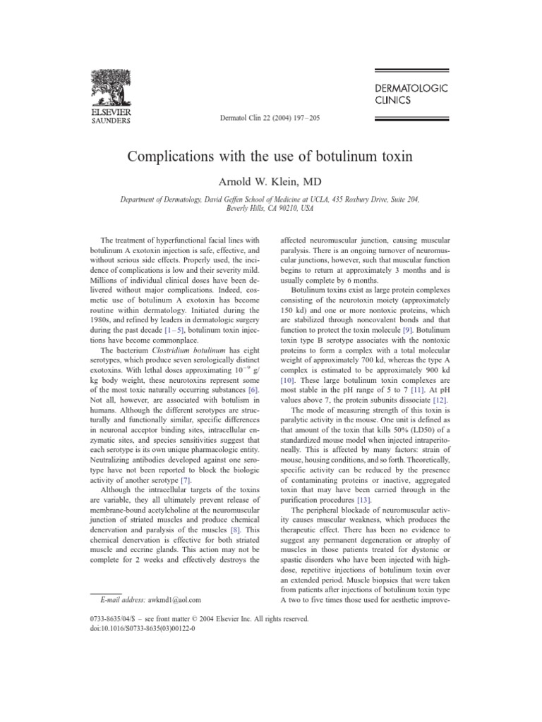Complications Bot Tox | PDF | Botulinum Toxin | Dystonia