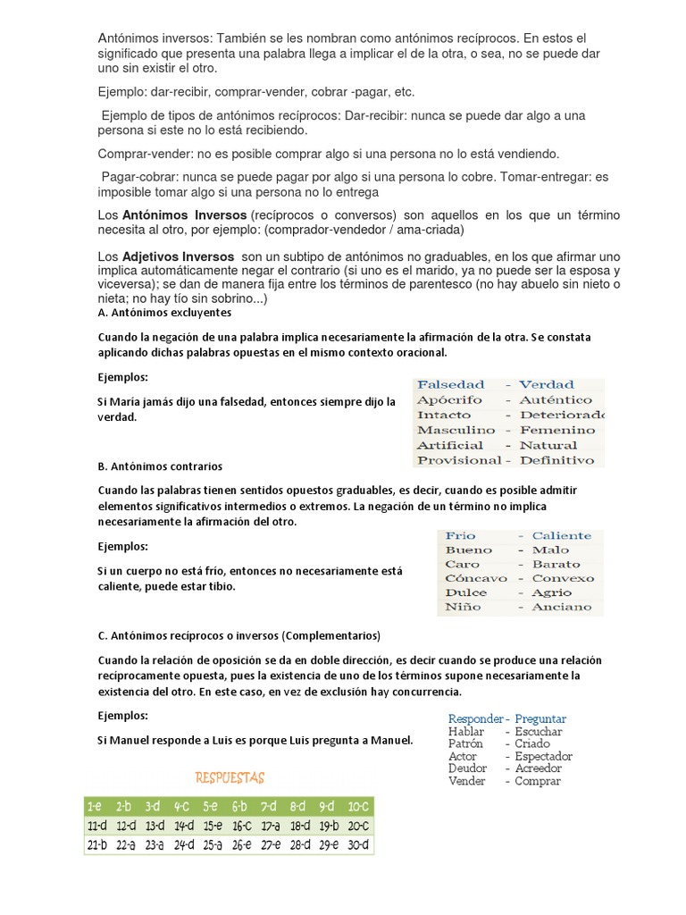 Ejemplos de antónimos inversos | PDF | Filosofía