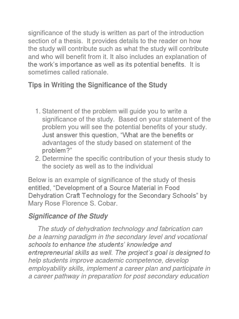 Significance of the Study Explained | PDF | Career & Growth | Social ...