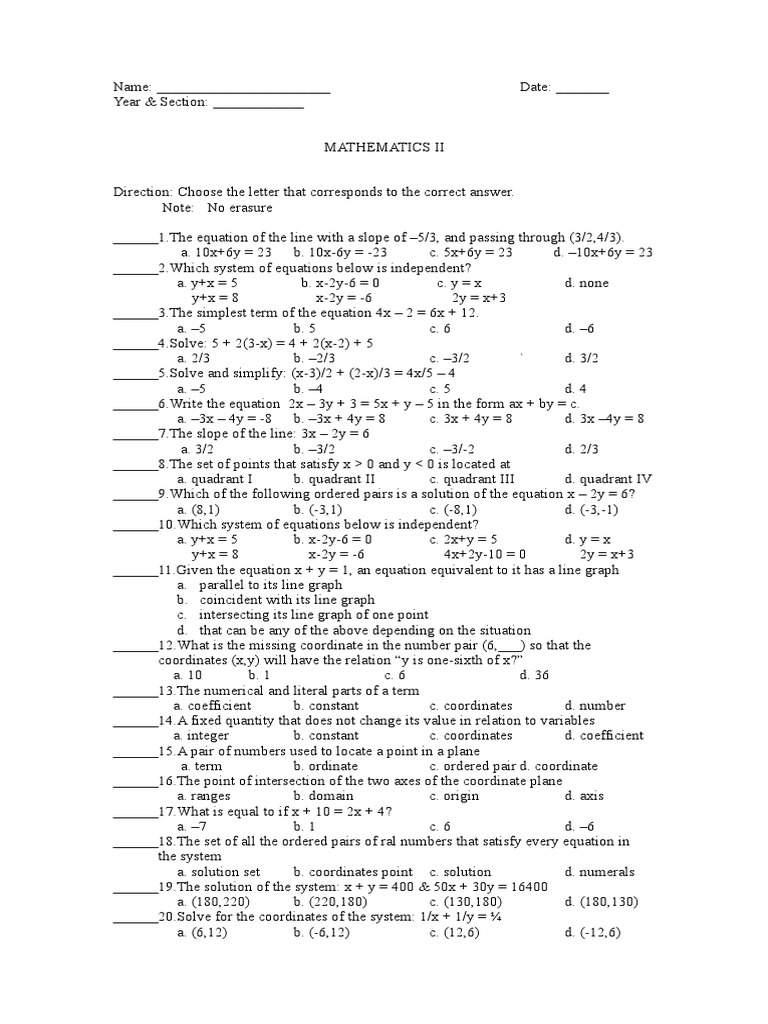 Mathenic 2005 | PDF | Equations | Cartesian Coordinate System