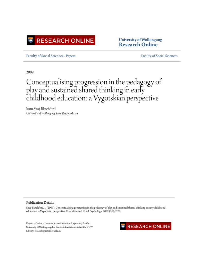 Conceptualising Progression in The Pedagogy of Play and Sustained PDF ...