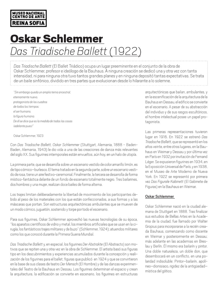 El Ballet Triádico de Oskar Schlemmer | PDF | Bailes | Teatro