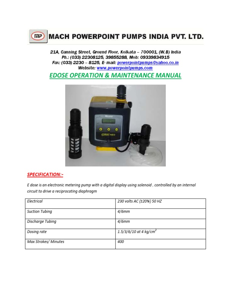 Edose Operation & Maintenance Manual | PDF | Pump | Mechanical Engineering