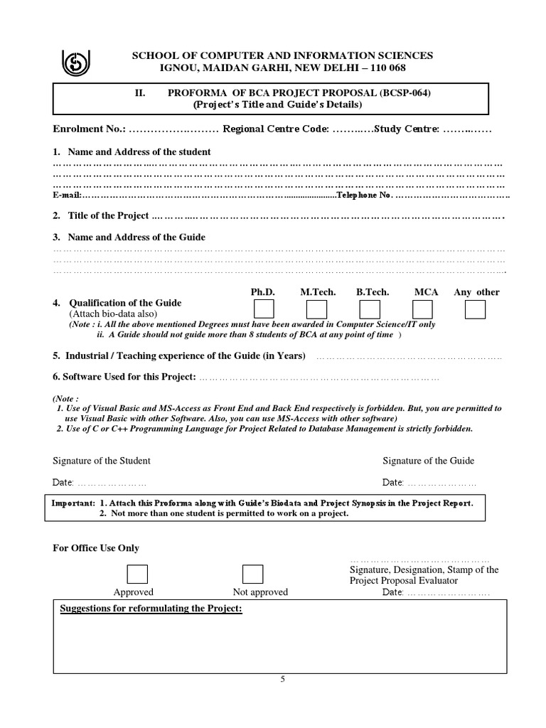 BCA Project Proposal Guidelines (BCSP-064) | PDF | Engineering | Science And Technology