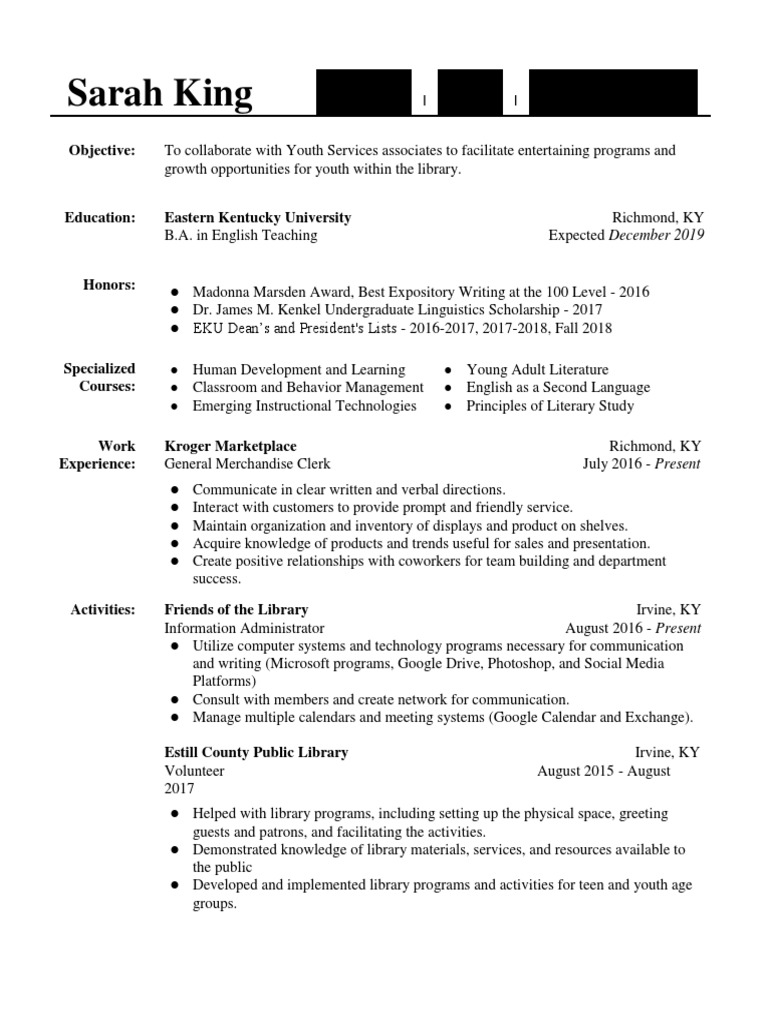 Sarah King Resume | PDF | Libraries | Educational Technology