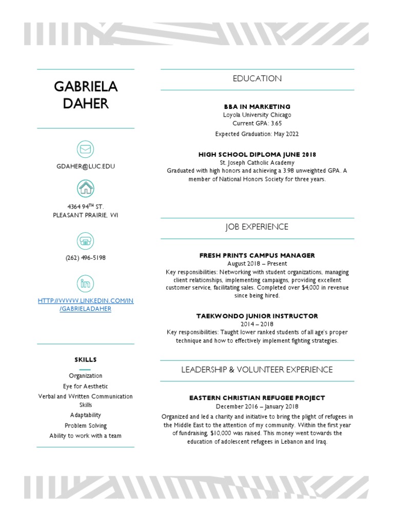 Gabriela Daher Resume | PDF | Behavior Modification | Learning