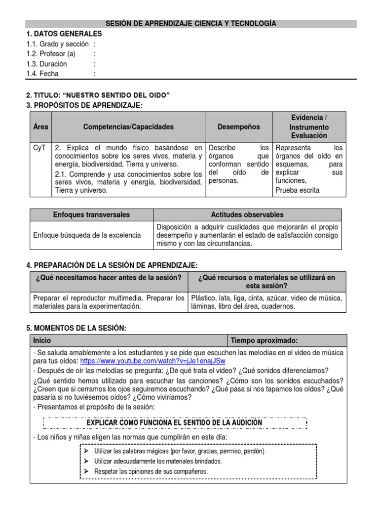 Actividades sobre el sentido del oído | PDF | Oído | Escuchando