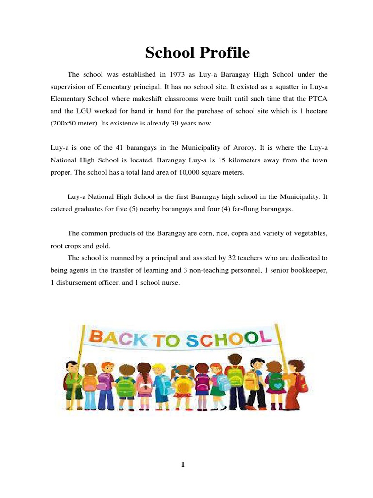 School Profile | PDF | Literacy | Teachers