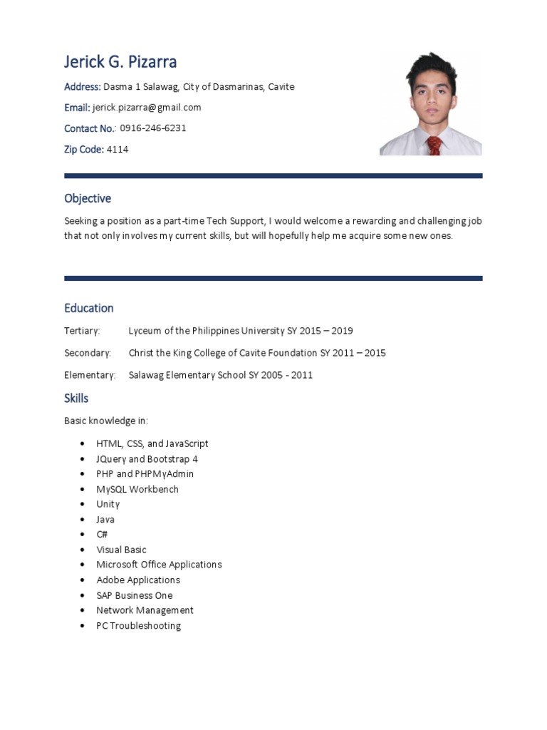 Jerick G. Pizarra: Objective | PDF