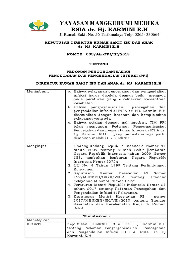 Pedoman PPI RSIA dr. Karmini | PDF