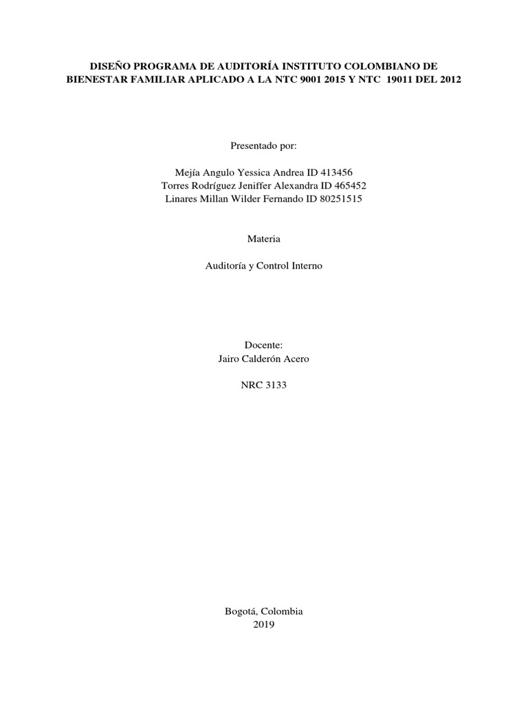 Auditoria Iso 90011-2015 Icbf | PDF | Auditoría | Contralor