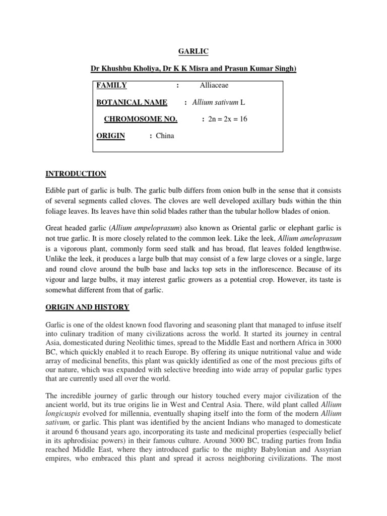 GARLIC | PDF | Garlic | Soil
