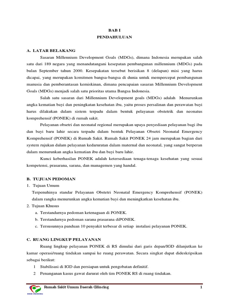 Pedoman Pelayanan Ponek | PDF