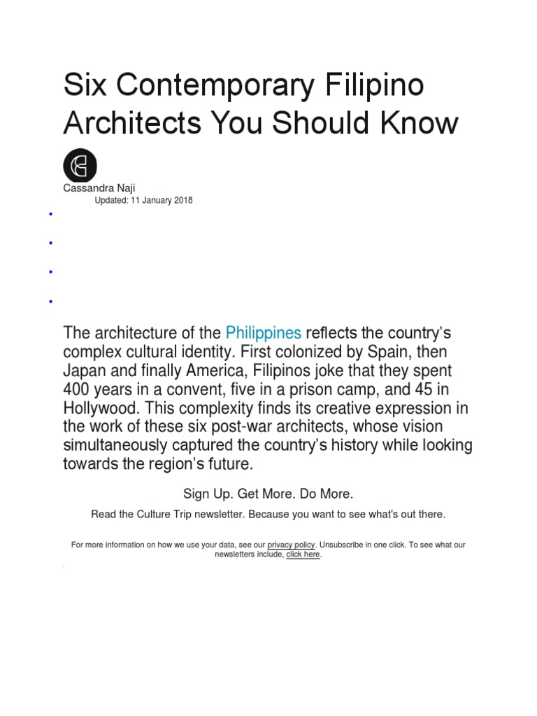 Six Contemporary Filipino Architects You Should Know | PDF ...