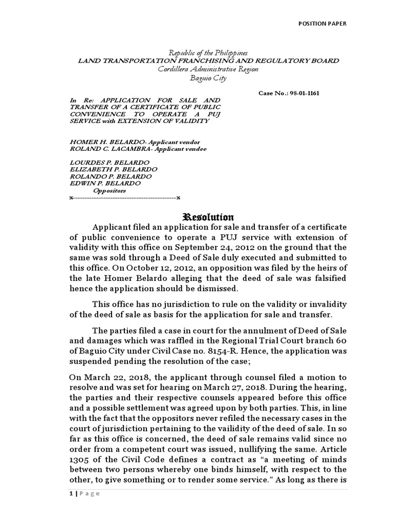 Resolution: Republic of The Philippines Cordillera Administrative Region Baguio City | PDF ...