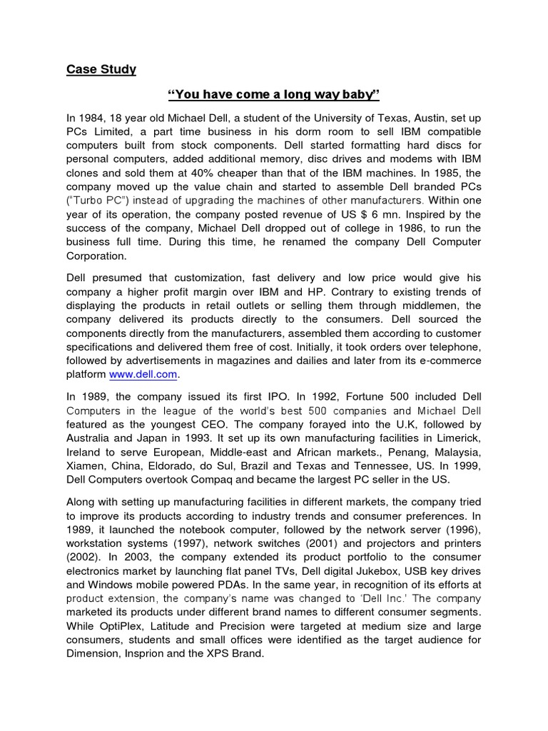 Dell Case Study | Download Free PDF | Dell | Ibm Pc Compatibles