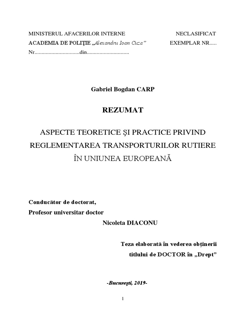 Rezumat Teza - CARP BOGDAN | PDF