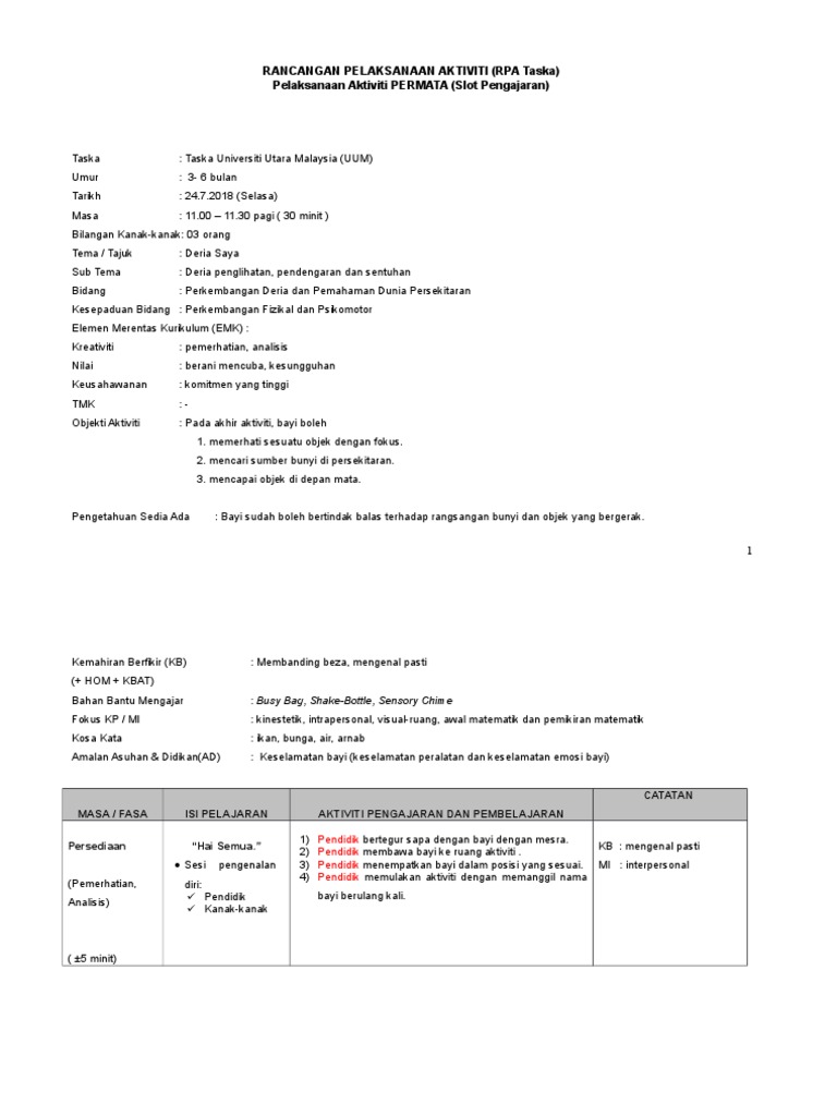 RPA Utk Bayi 3-6bulan | PDF