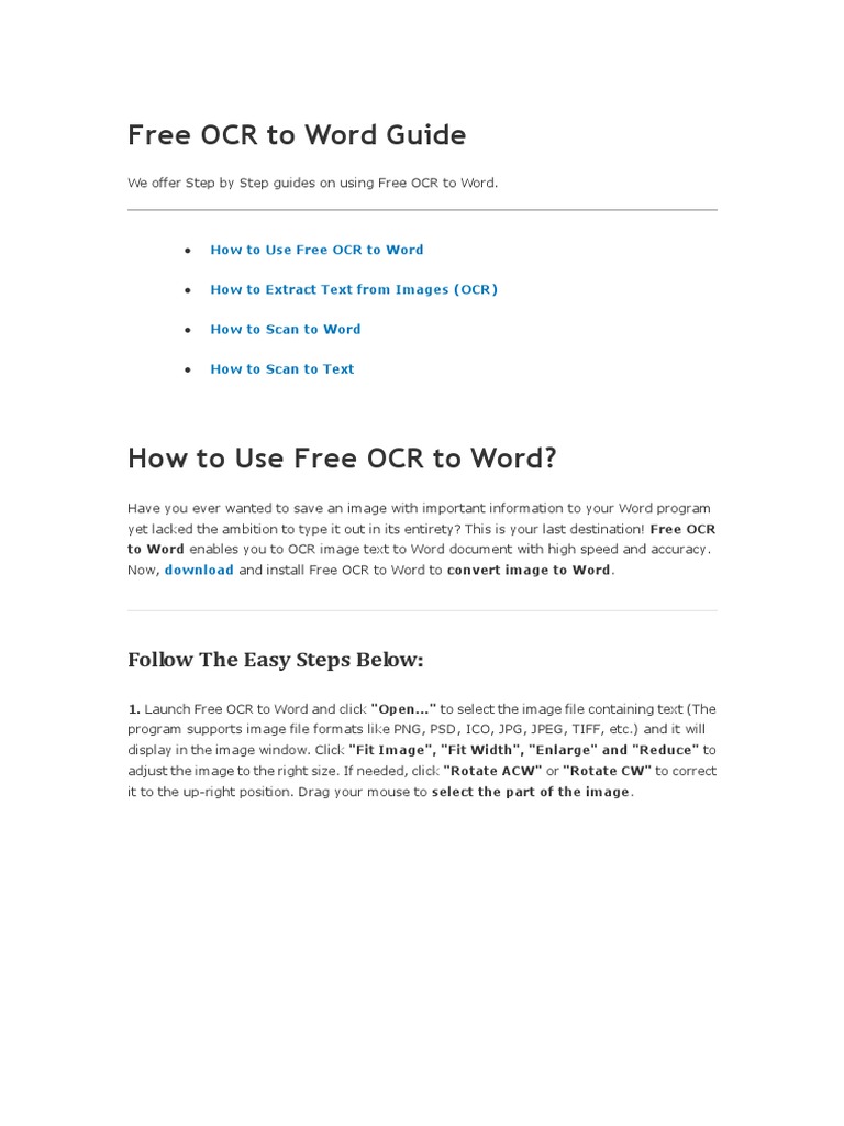 Free OCR To Word Guide: Follow The Easy Steps Below | PDF | Image ...