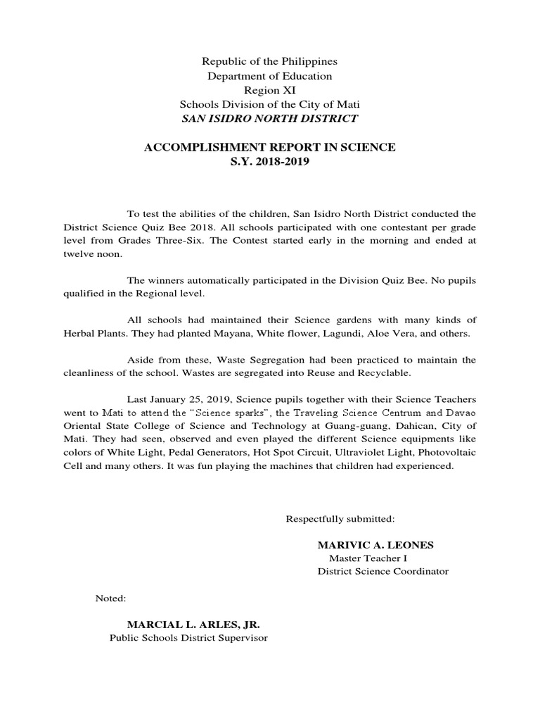 Accomplishment Report | PDF