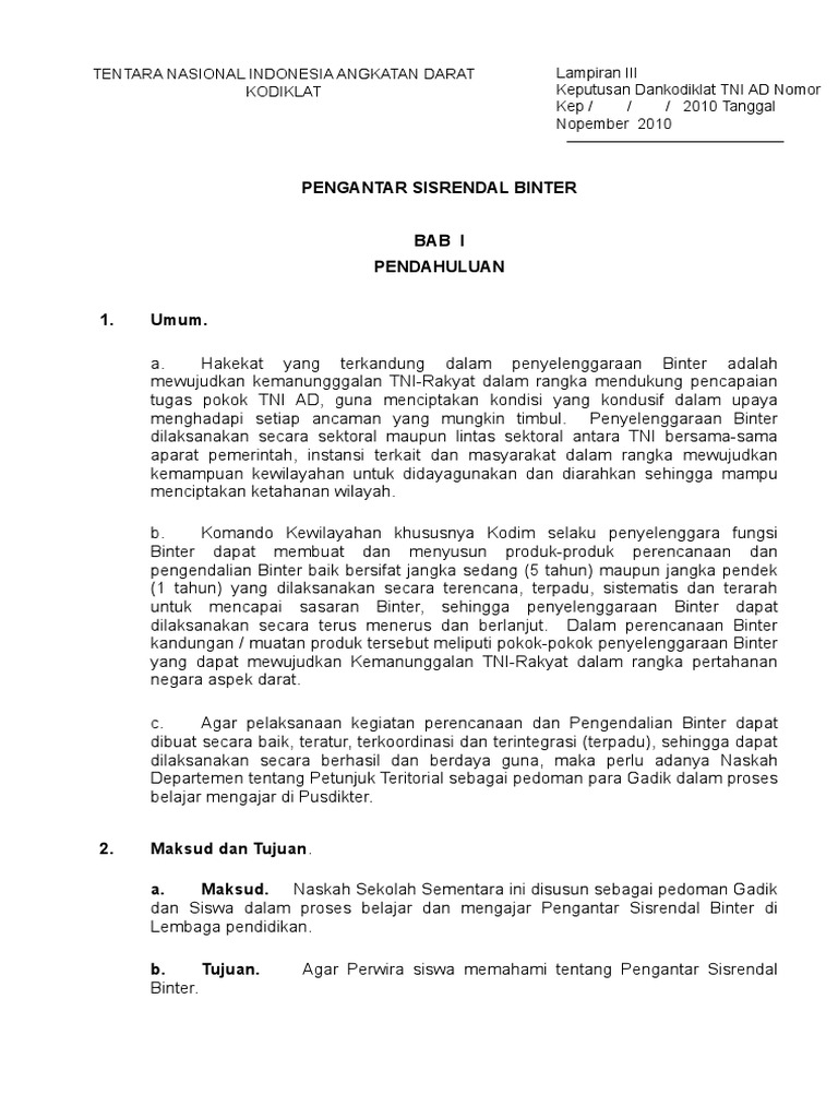 Pengantar Sisrendal Binter | PDF