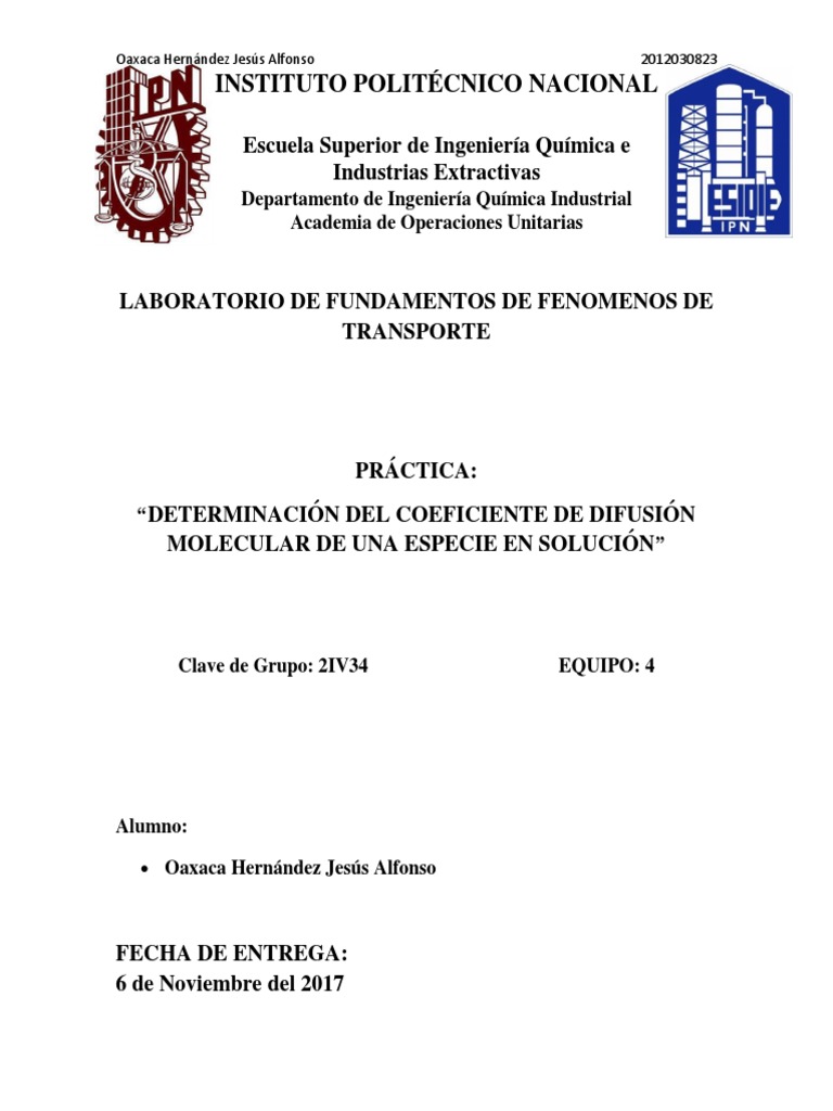 Practica de Difusion | PDF | Ciencias fisicas | Ingeniería mecánica Practica de Difusion | PDF | Ciencias fisicas | Ingeniería mecánica