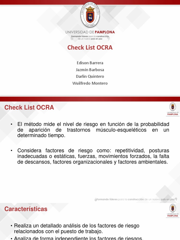 Check List Ocra Plantilla Up | PDF | Codo | Músculo