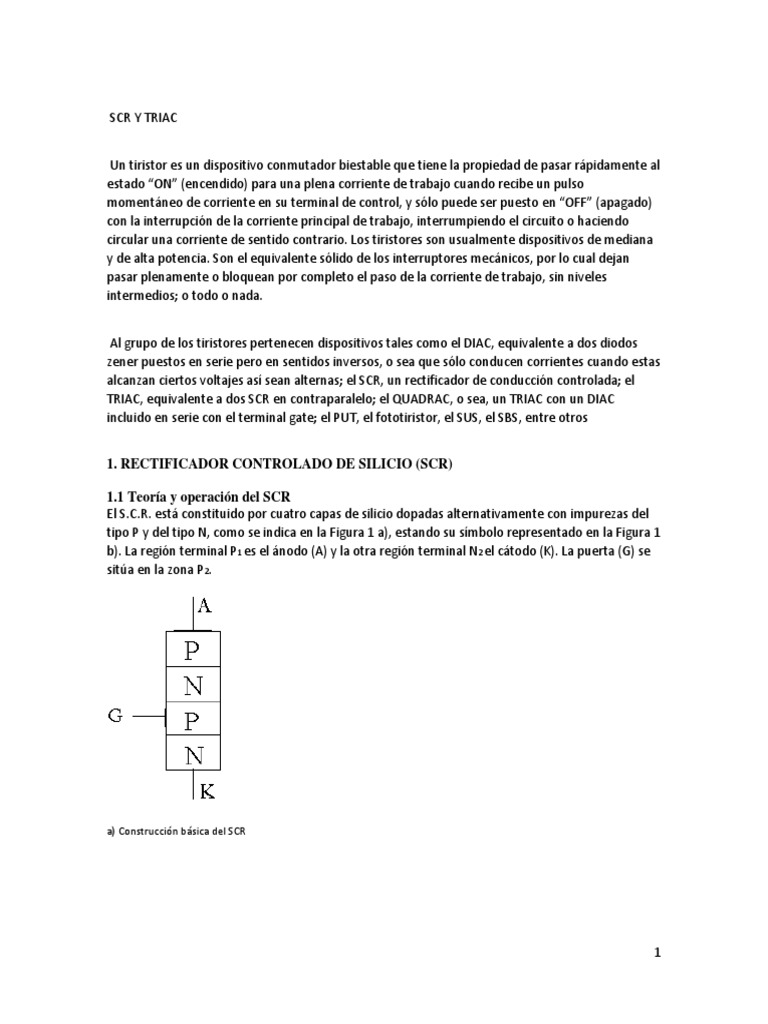 SCR y Triac | Descargar gratis PDF | Electricidad | Cantidades fisicas