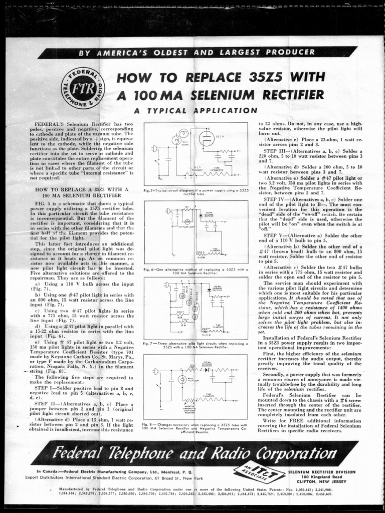 How To Replace A 35Z5 With A Selenium Rectifier - FTR | PDF