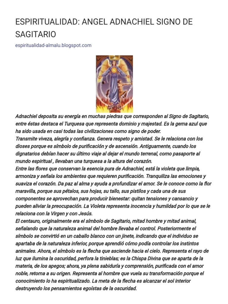 Espiritualidad - Angel Adnachiel Signo de Sagitario | PDF | Amor ...