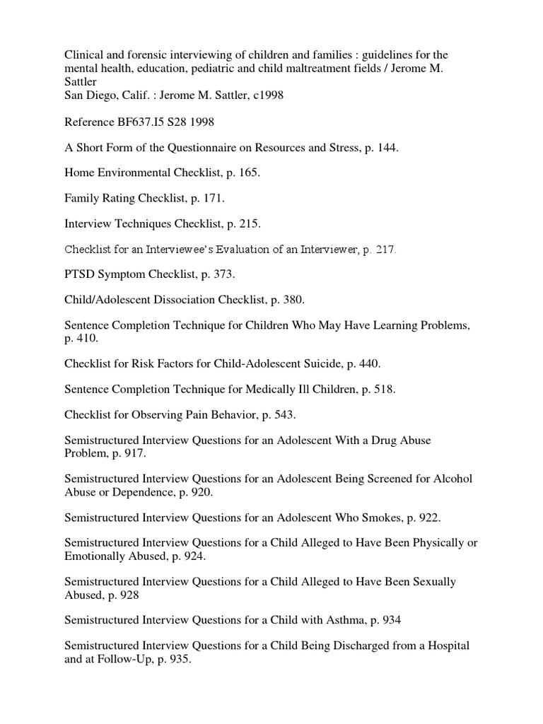 Clinical and Forensic Interviewing of Children and Families | PDF ...