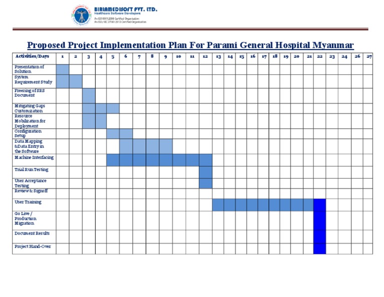 Proposed Project Implementation Plan - Hospital | PDF